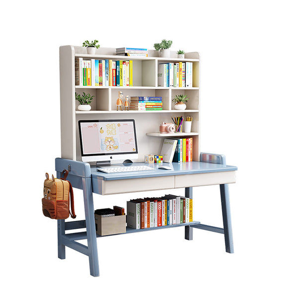 Bahid Study Desks/Solid Wood Study Desk with Shelf/Home Office/Blue ...