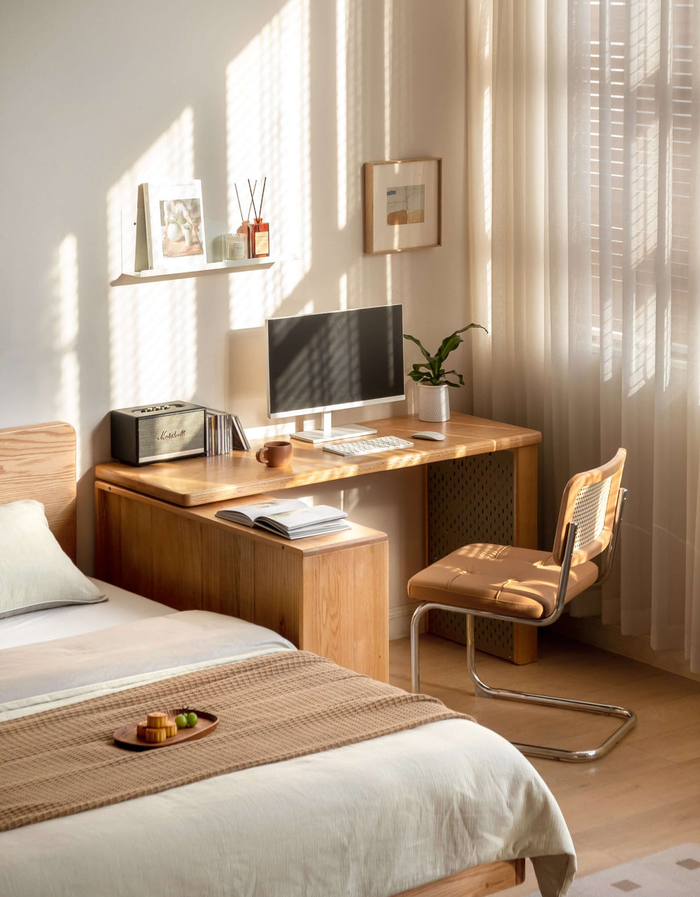 Ace FAS-Graded Solid American Oak Corner Desk with Open Storage and Si ...