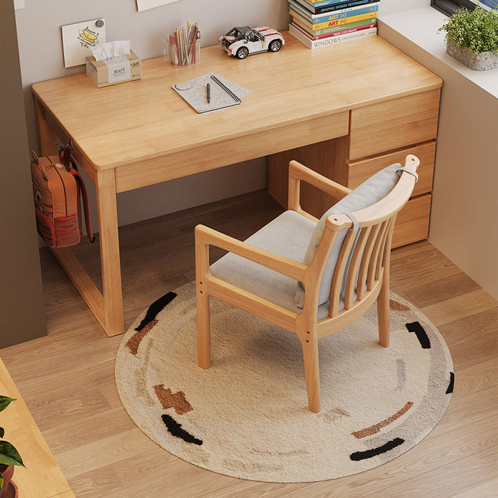 Classic Natural Wood Desk with 3-Drawer Side Cabinet – OZ Study Desks