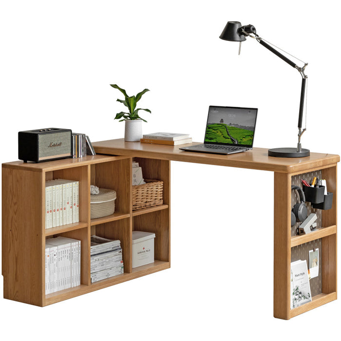 Ace FAS-Graded Solid American Oak Corner Desk with Open Storage and Si ...