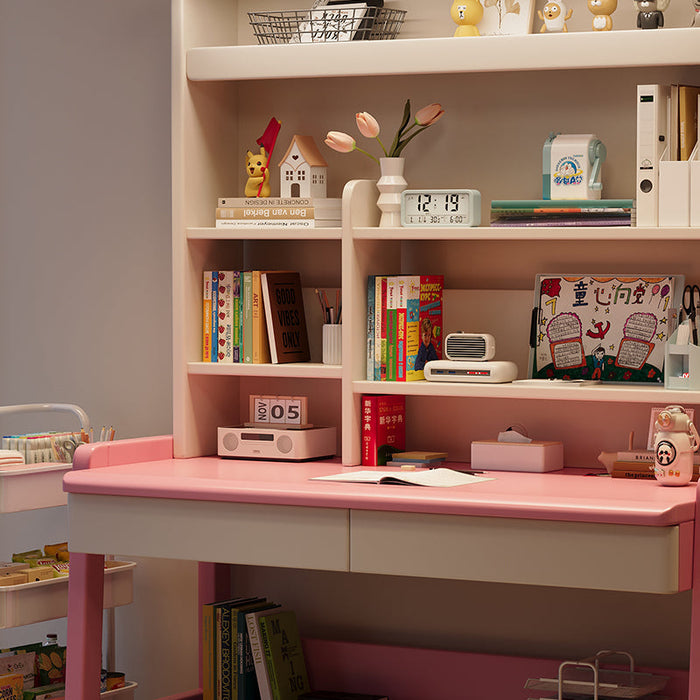 Natha Solid Wood Study Desk with Bookshelf and Lightnings – OZ Study Desks