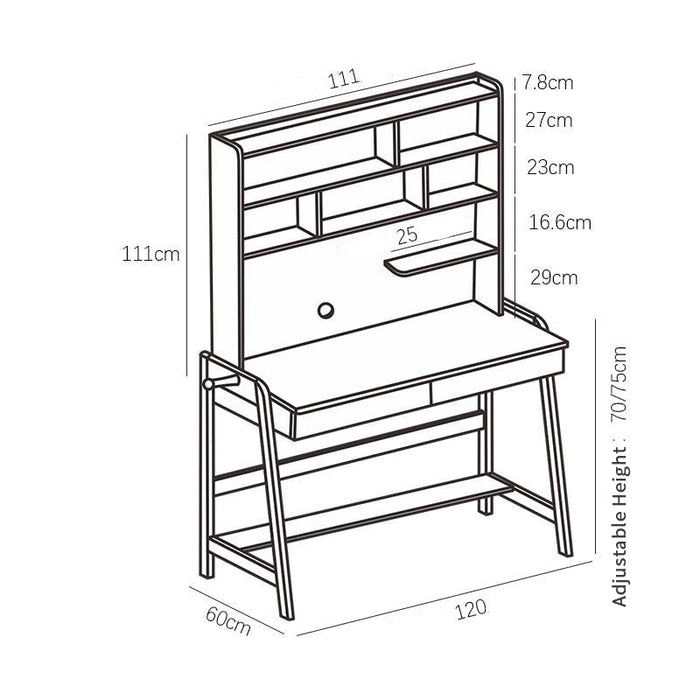 Bahid Study Desks/Solid Wood Study Desk with Shelf/Home Office/White ...