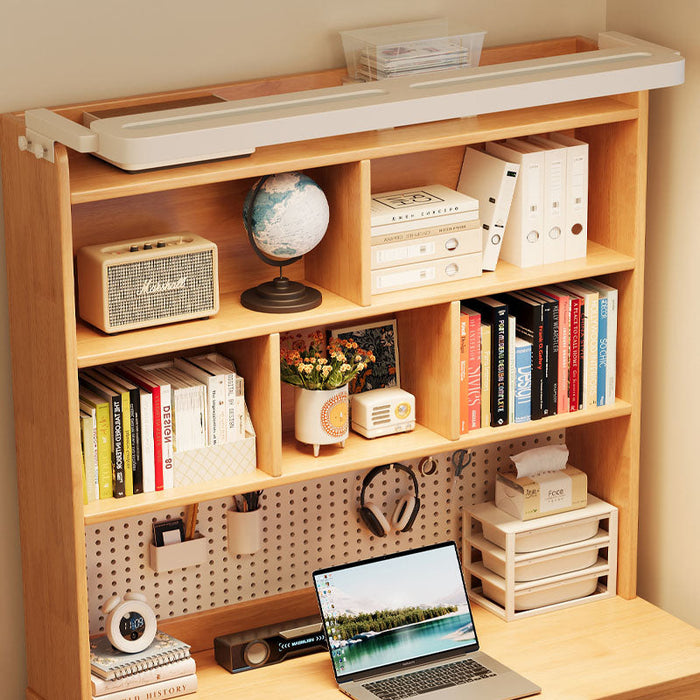 Putnam Solid Timber LED Light Study Desk with Bookshelf and Storage ...