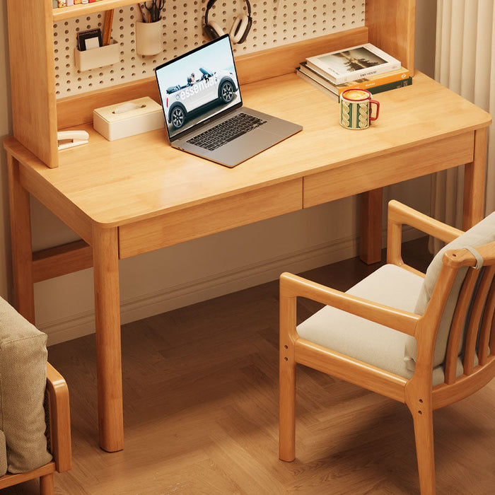 Haven Solid Timber LED Light Study Desk with Bookshelf and Storage 120 ...