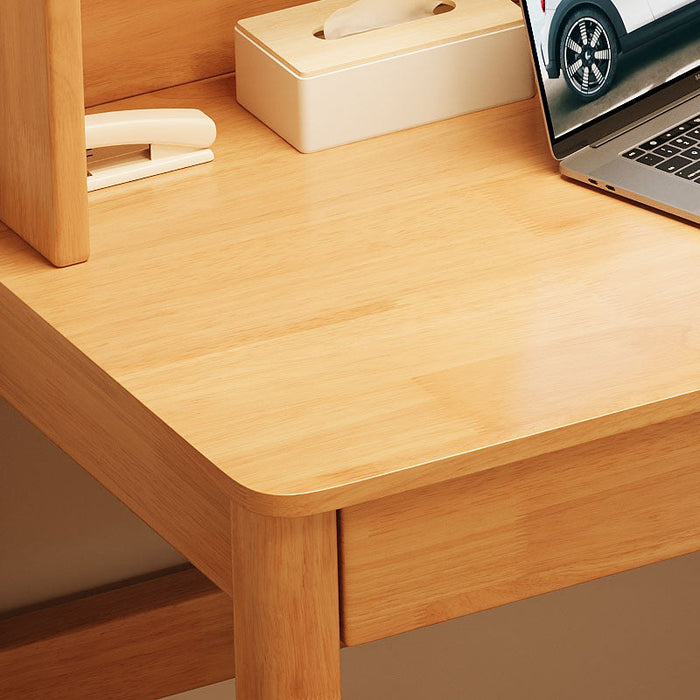 Haven Solid Timber LED Light Study Desk with Bookshelf and Storage 120 ...