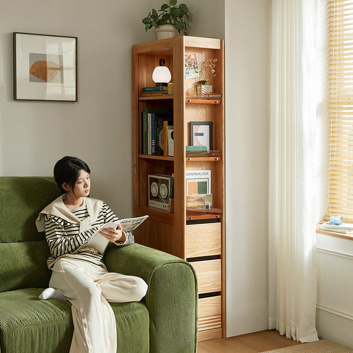 Dylan FAS-Graded Solid American Oak Wood Flip-Down Door Bookcase Modul ...