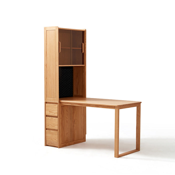 Xanthe FAS-Graded Solid American Oak Study Desk with Bookcase 1.2m/1.4 ...