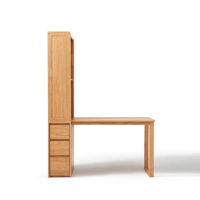 Xanthe FAS-Graded Solid American Oak Study Desk with Bookcase 1.2m/1.4 ...