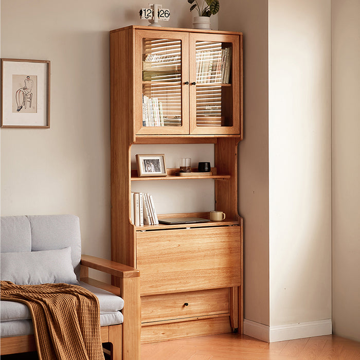 Cynthia Rubberwood Bookcase Set With Drawer/Chair/Single Desk Natural ...