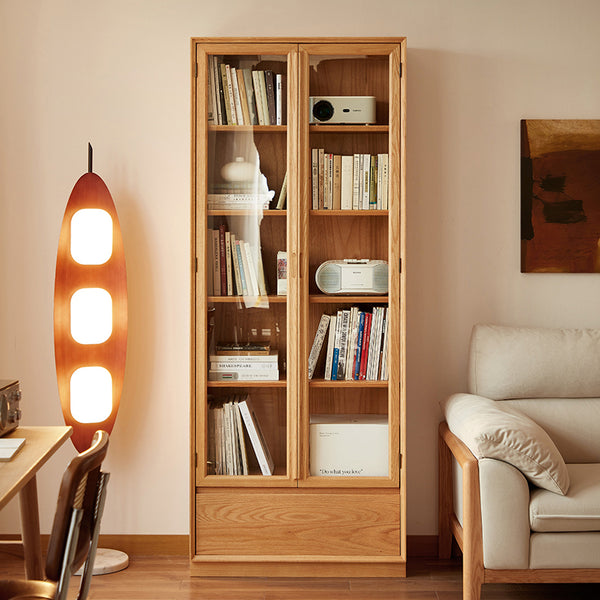 Freya 80cm FAS-Graded Solid American Oak Wood Bookcase Display Shelf ...