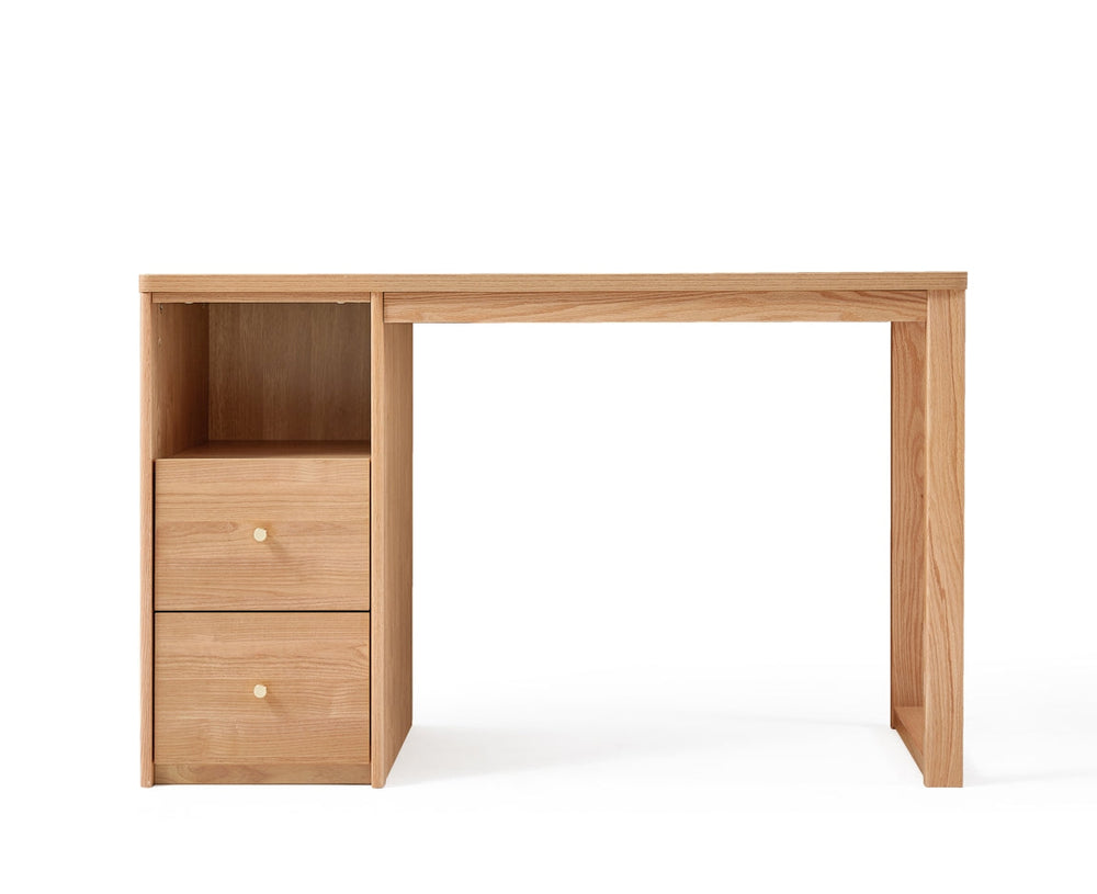 Natural Wood Solid Timber Study Desk with Reversable Storage Cabinet ...