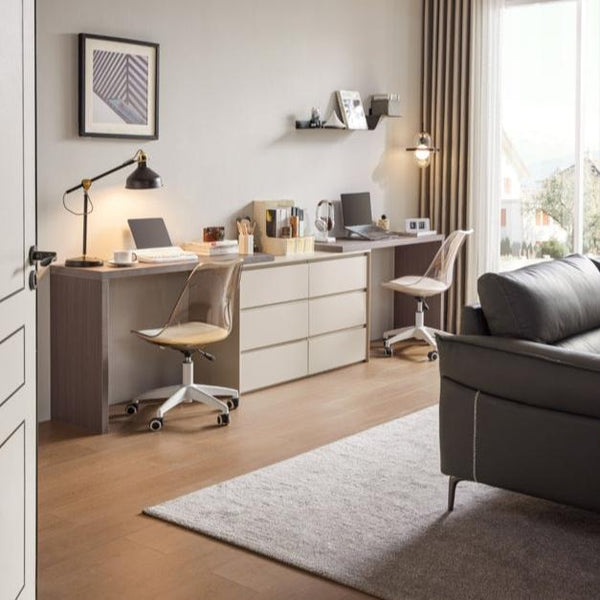 Length Adjustable Study Desk with Storage/Home Office Two-person Desks ...