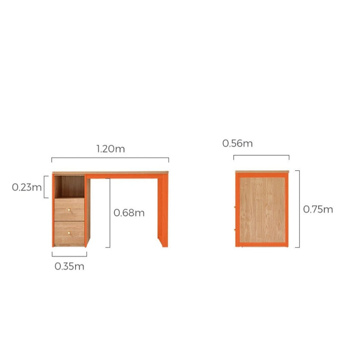 Natural Wood Solid Timber Study Desk with Reversable Storage Cabinet ...