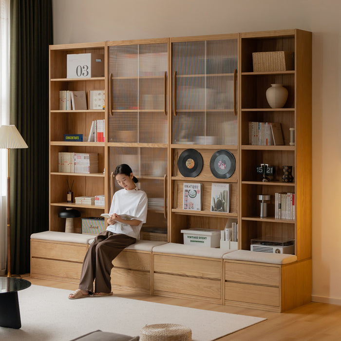 Eugene FAS-Graded Solid Ash Wood Bookcase Modular Display Shelf & Stor ...