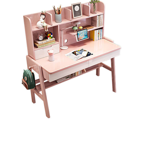 Stanselly Pink Solid Wood Kids Study Desk with Shelf/Rubberwood/1.2M ...