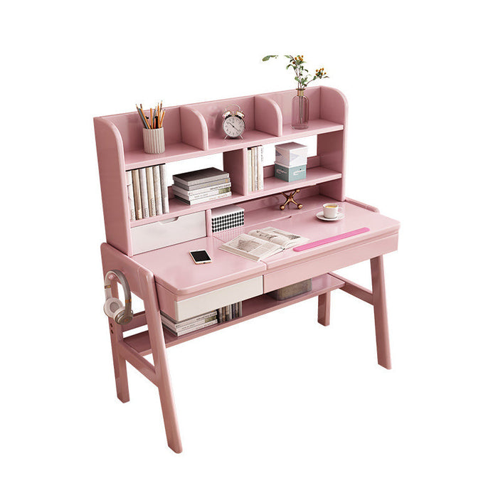Avelinn Study Desks/Solid Wood Study Desk with Shelf/Home Office/Pink ...