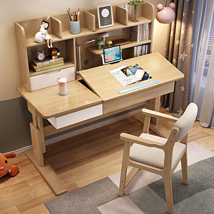 Height-Adjustable Study Desks/Solid Wood Study Desk with Shelf/Home Of ...