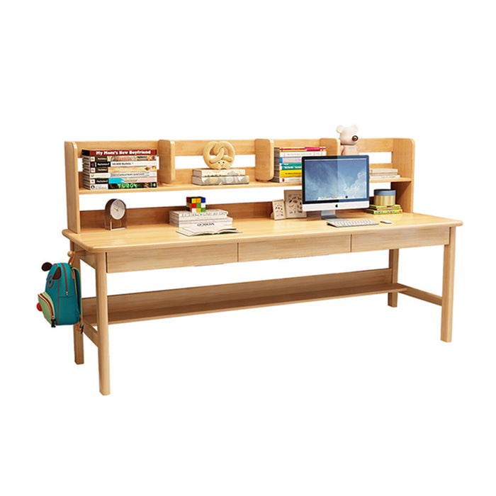 Dalenna Solid Wood Study Desk with Book Shelves and Drawers/Rubberwood ...