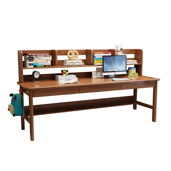 Dalenna Solid Wood Study Desk with Book Shelves and Drawers/Rubberwood ...