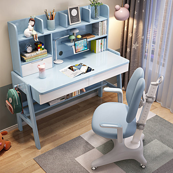 Stanselly Blue Solid Wood Kids Study Desk with Shelf/Rubberwood/1.2M ...