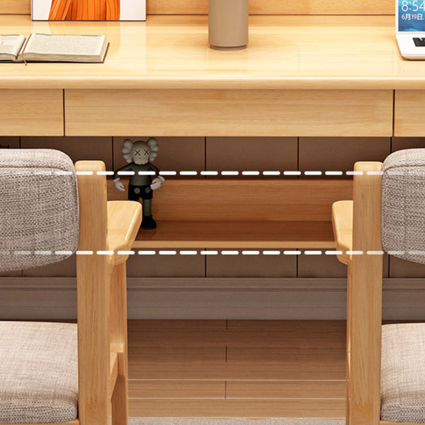 Trejan Solid Wood Study Desk with Book Shelves and Drawers/Rubberwood ...