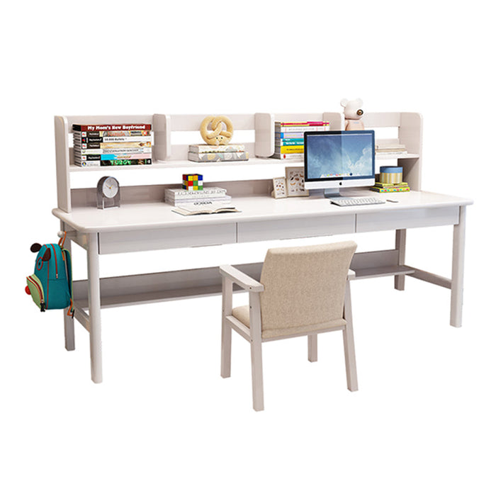 Dalenna Solid Wood Study Desk with Book Shelves and Drawers/Rubberwood ...