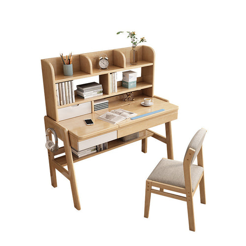 Avelinn Study Desks/Solid Wood Study Desk with Shelf/Home Office/Natur ...