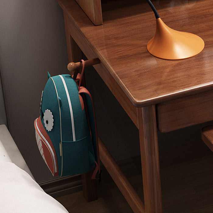 Blythe Walnut Solid Wood Study Desk with Book Shelves and Drawers/Rubb ...