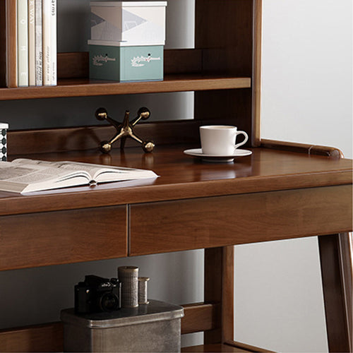 Ave Solid Wood Study Desk with Shelf and Drawers/Bookcase/Rubberwood/W ...