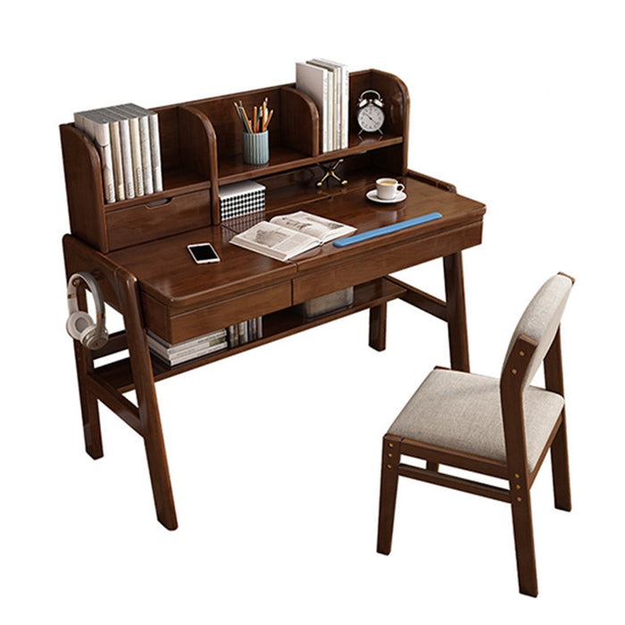 Avelinn Study Desks/Solid Wood Study Desk with Shelf/Home Office/Walnu ...