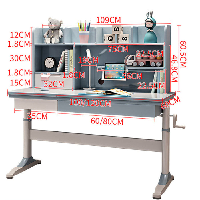120cm Height-Adjustable Kids Study Desks/Rubberwood Study Desk with Sh ...