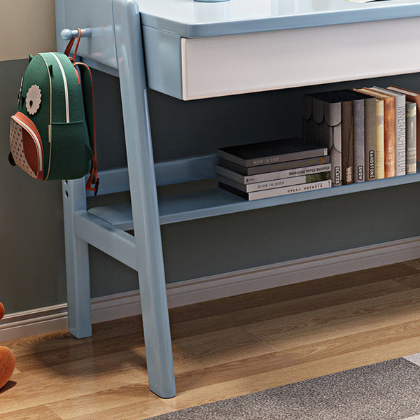 Stanselly Blue Solid Wood Kids Study Desk with Shelf/Rubberwood/1.2M ...