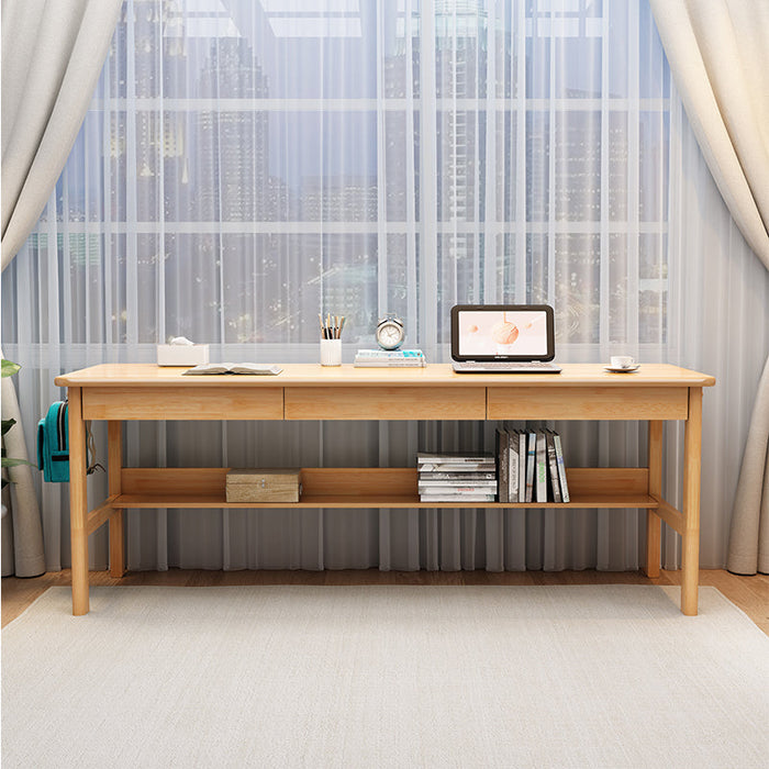 Lynard Solid Wood Study Desk with Drawers/Rubberwood/Long Study Desk/1 ...