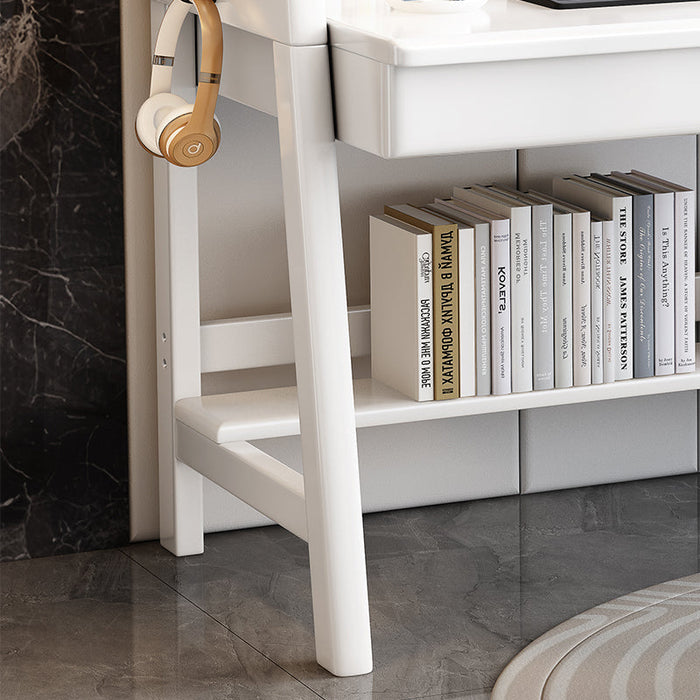 Bahid Study Desks/Solid Wood Study Desk with Shelf/Home Office/White – OZ Study Desks