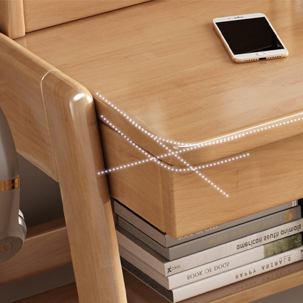 Ave Solid Wood Study Desk with Shelf and Drawers/Bookcase/Rubberwood/N ...