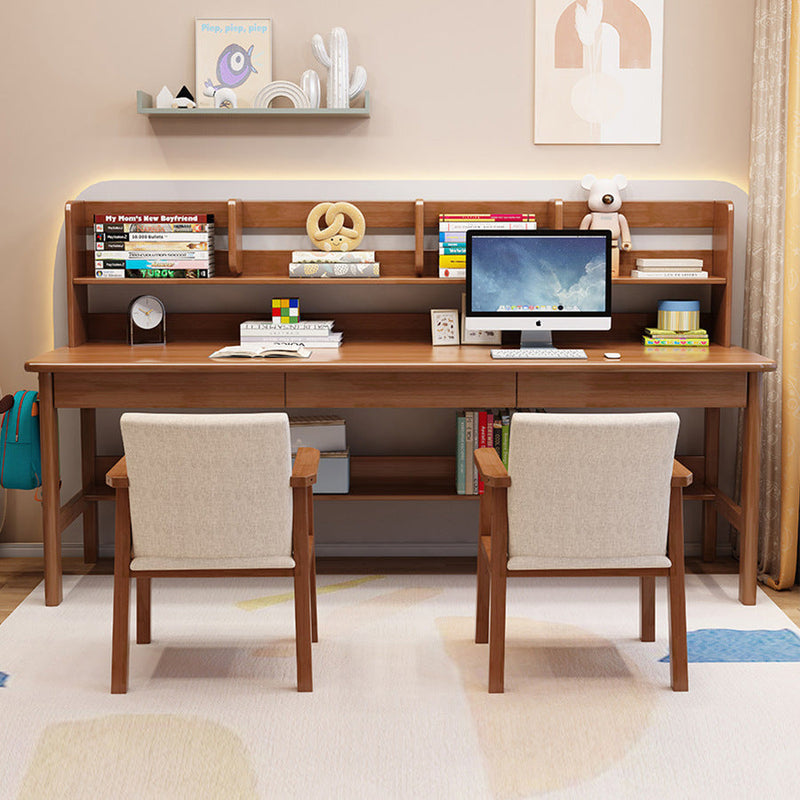 Dalenna Solid Wood Study Desk with Book Shelves and Drawers/Rubberwood ...