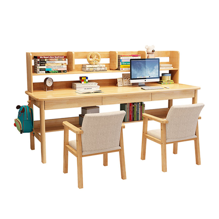 Dalenna Solid Wood Study Desk with Book Shelves and Drawers/Rubberwood ...