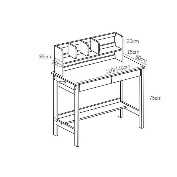 Blythe Walnut Solid Wood Study Desk with Book Shelves and Drawers/Rubb ...
