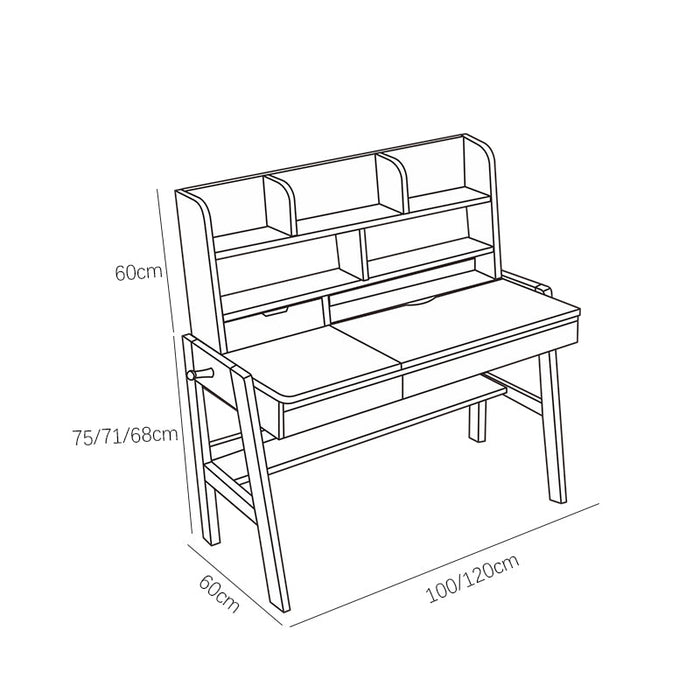 Avelinn Study Desks/Solid Wood Study Desk with Shelf/Home Office/Walnu ...